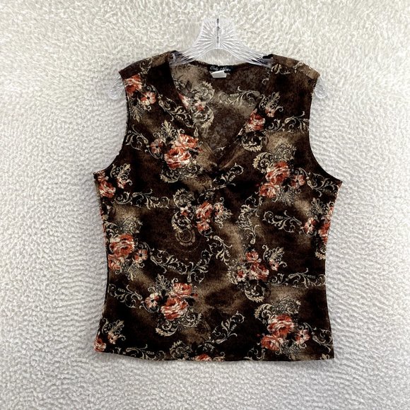 Only Nine | Tops | 9s Vintage Only Nine Brown Tan Floral Sheer Mesh ...